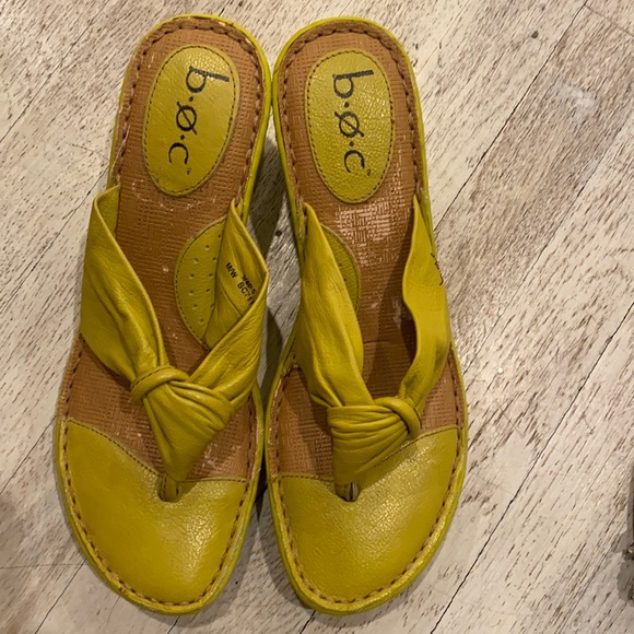 boc | Shoes | B O C Greenyellow Wedge Thong Sandals 2in 78 Heels | Poshmark